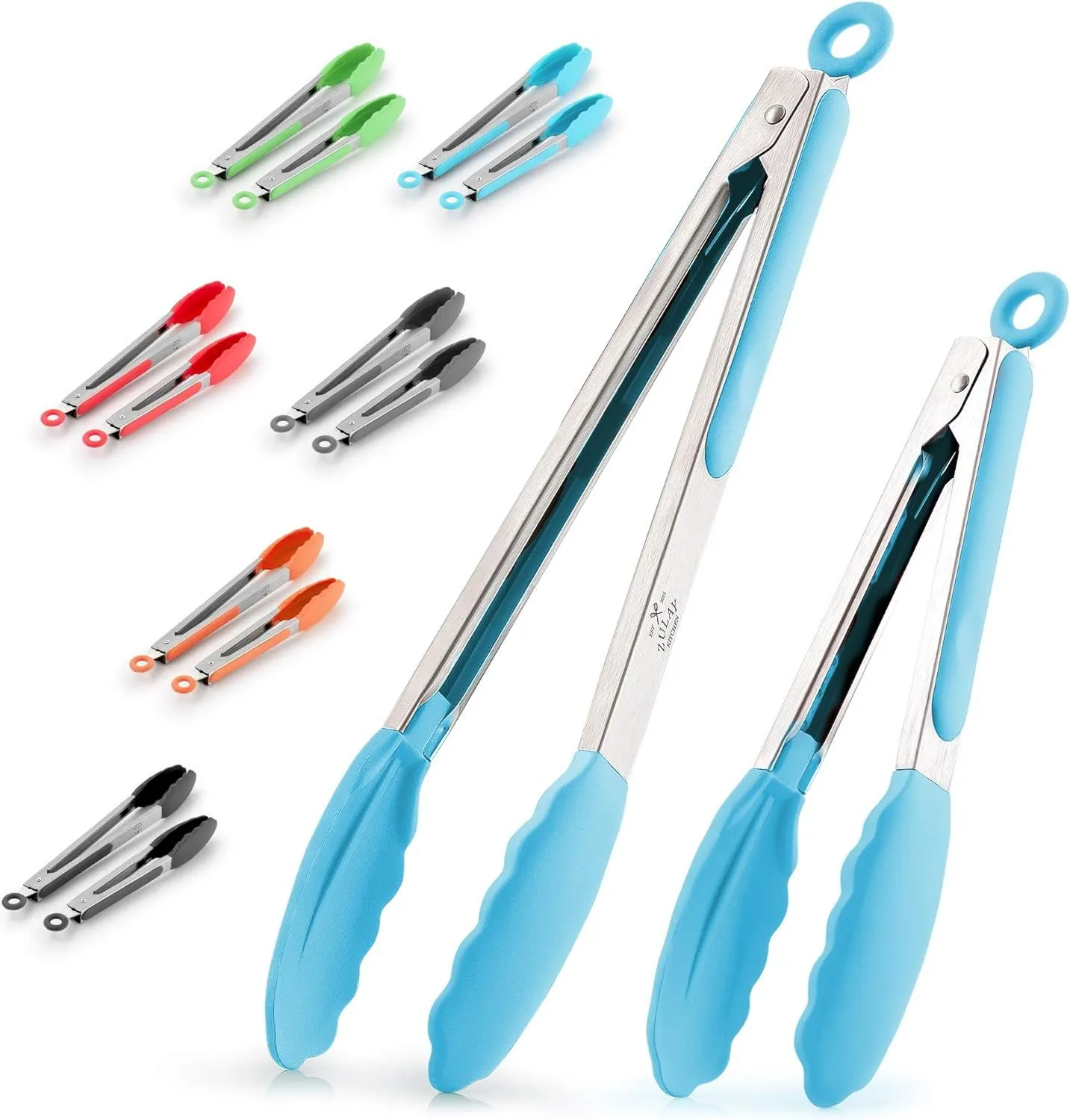 Tongs With Silicone Tips and Lock Mechanism 2-Pc