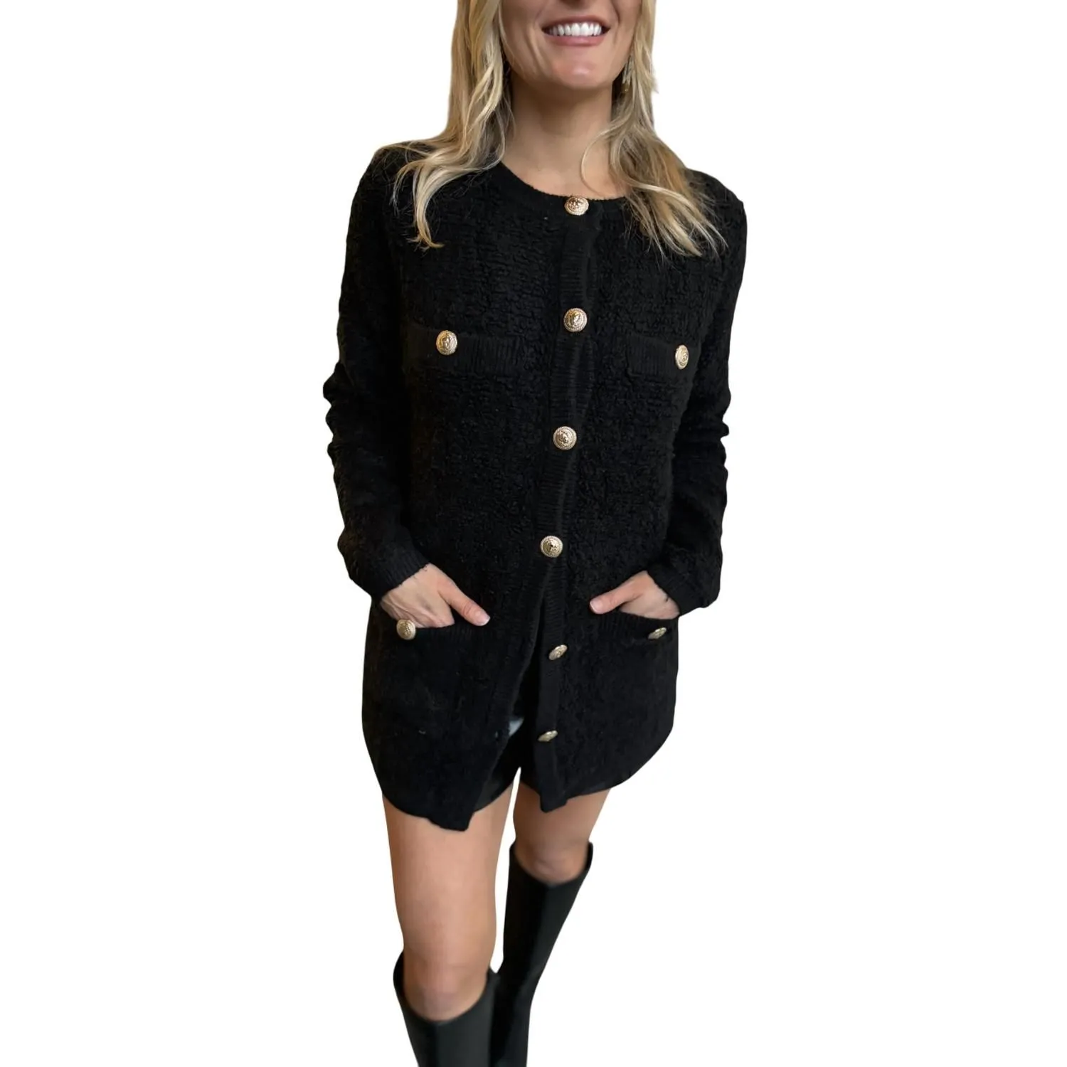 Thml Frances Midi Cardigan In Black