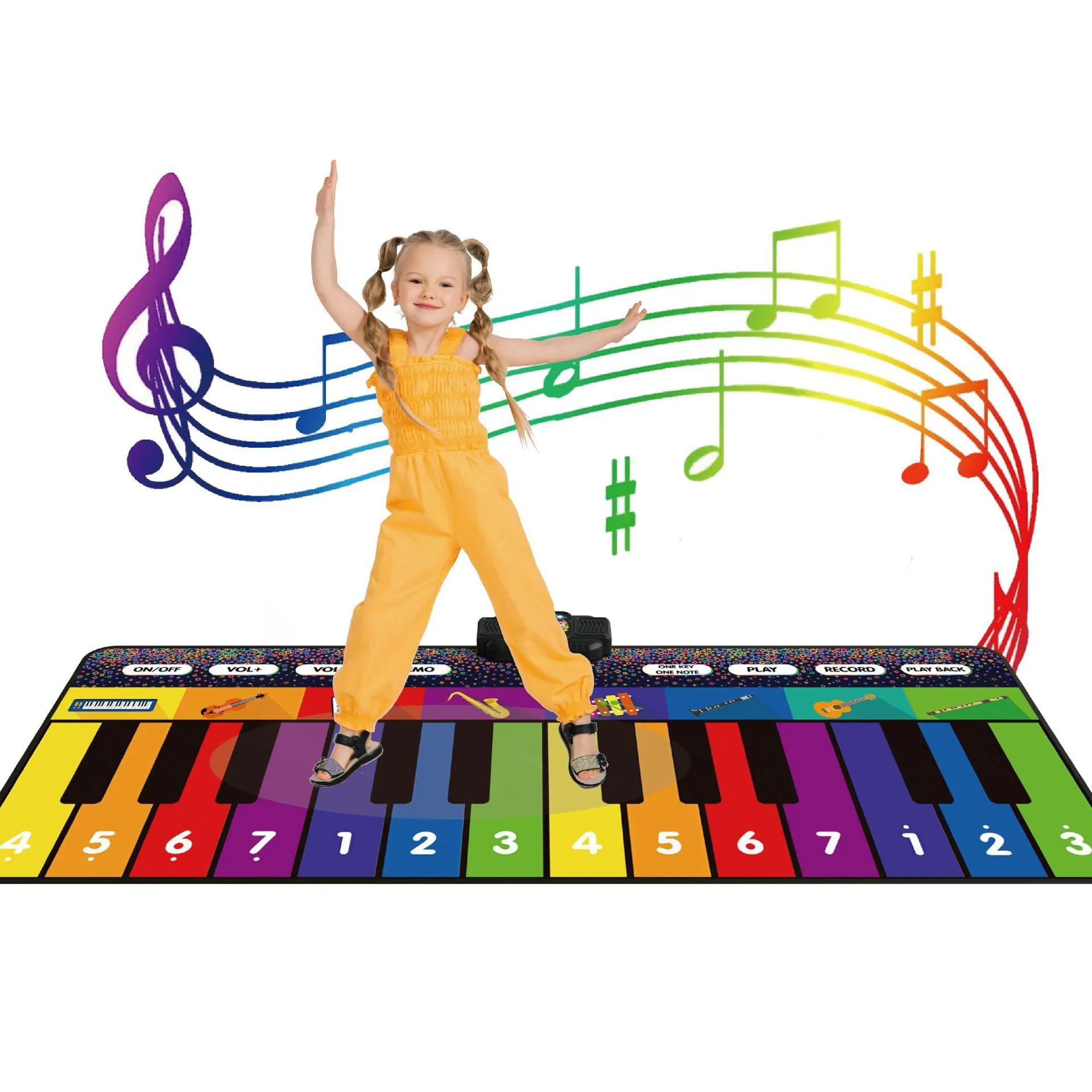 SUNLIN 6 ft. Floor Piano Mat for Kids & Toddlers, Giant Piano Mat, 24 ...