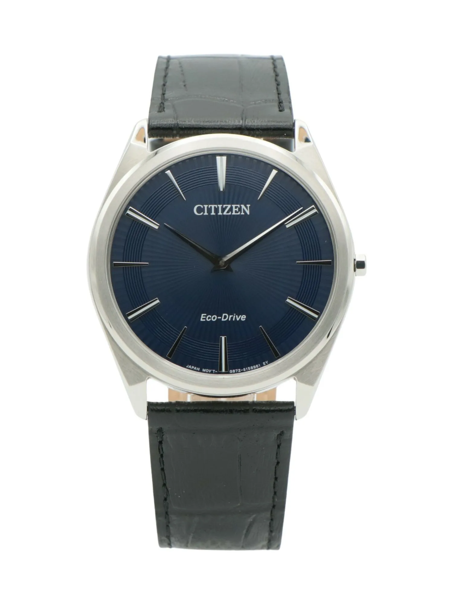 Citizen Mens Stiletto AR3070-04L Eco-Drive Navy Blue Guilloche Dial ...