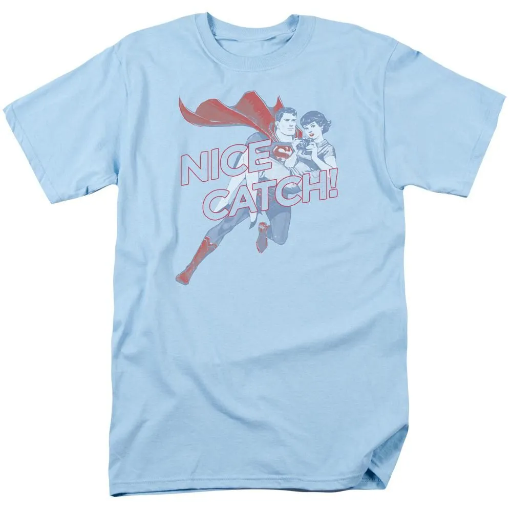 Superman Nice Catch Short Sleeve Adult Tee / T-Shirt
