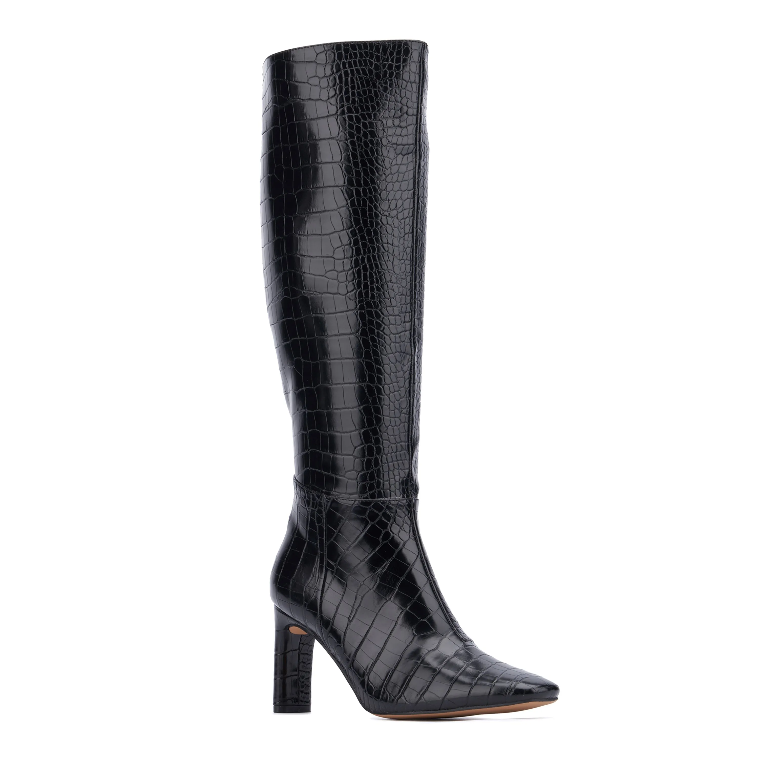 New York & Company Women's Isabelle Croc Embossed Knee-High Boots
