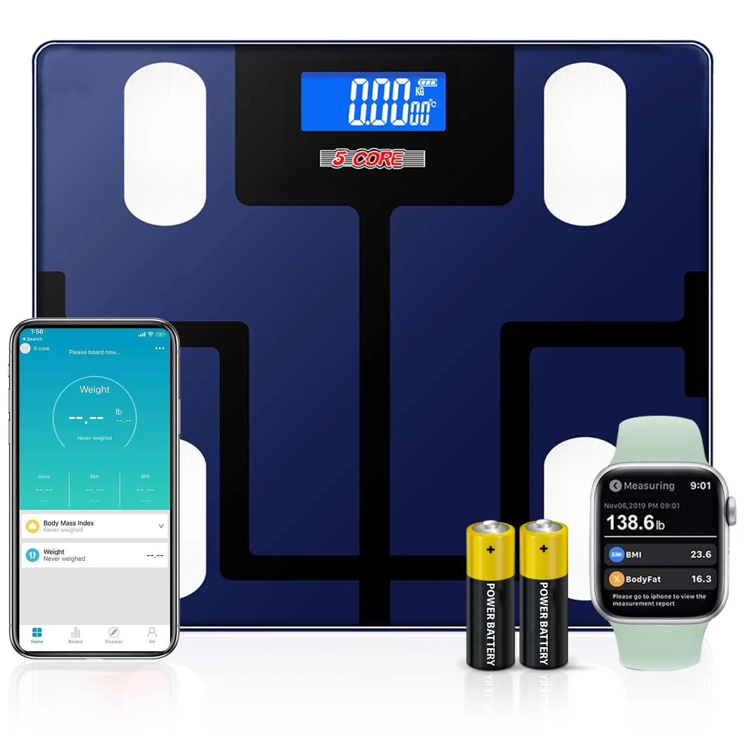 Smart Digital Bathroom Weighing Scale with Body Fat and Water Weight ...
