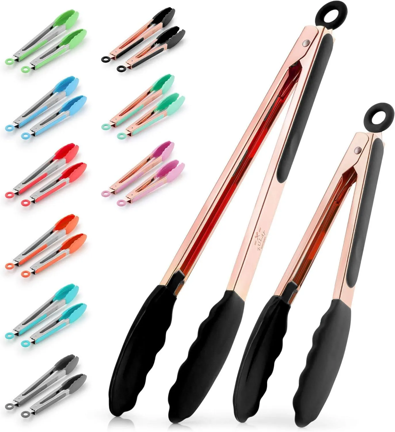 Tongs With Silicone Tips and Lock Mechanism 2-Pc