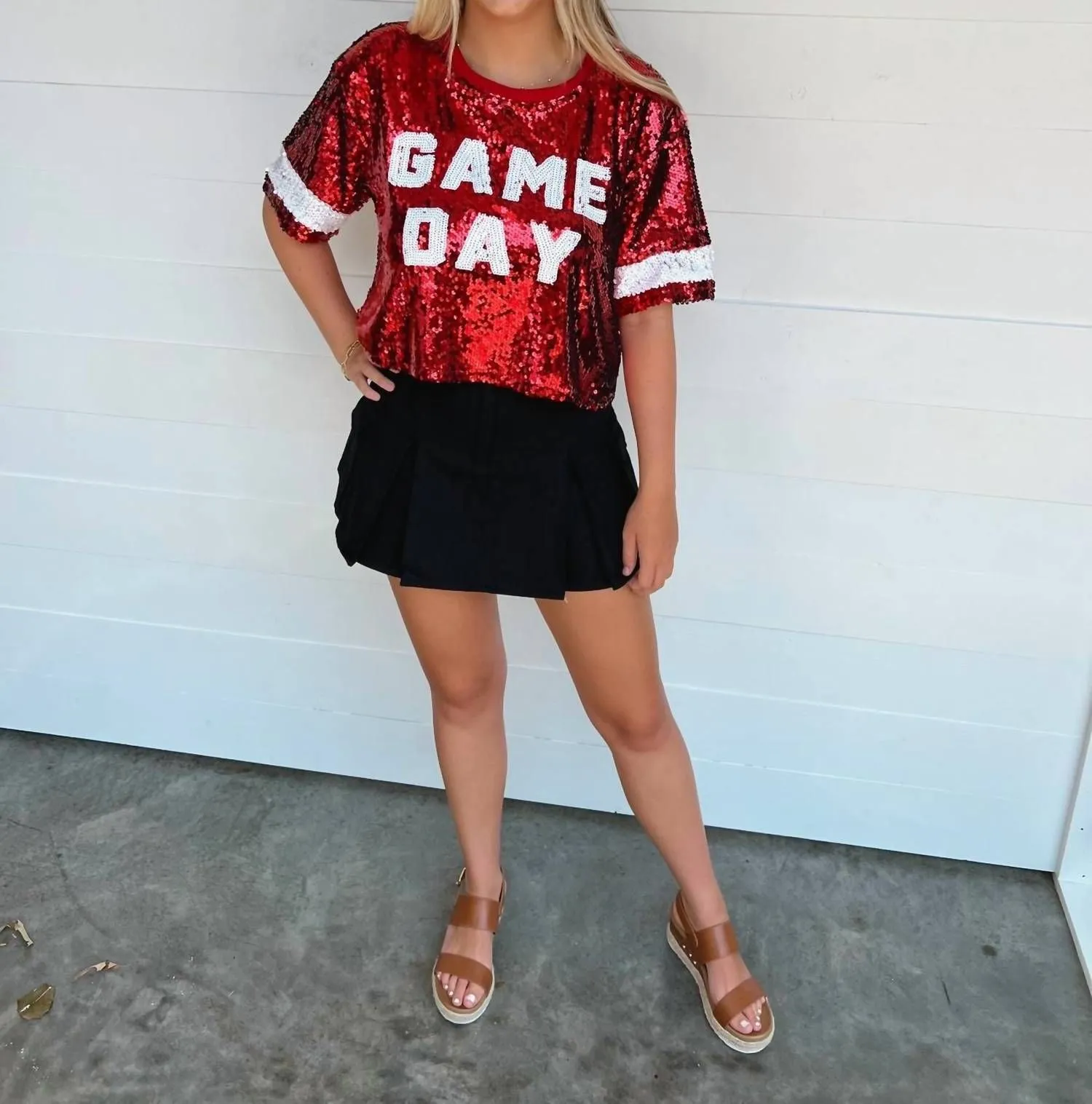 Le Lis Sparkly Game Day Top In Red