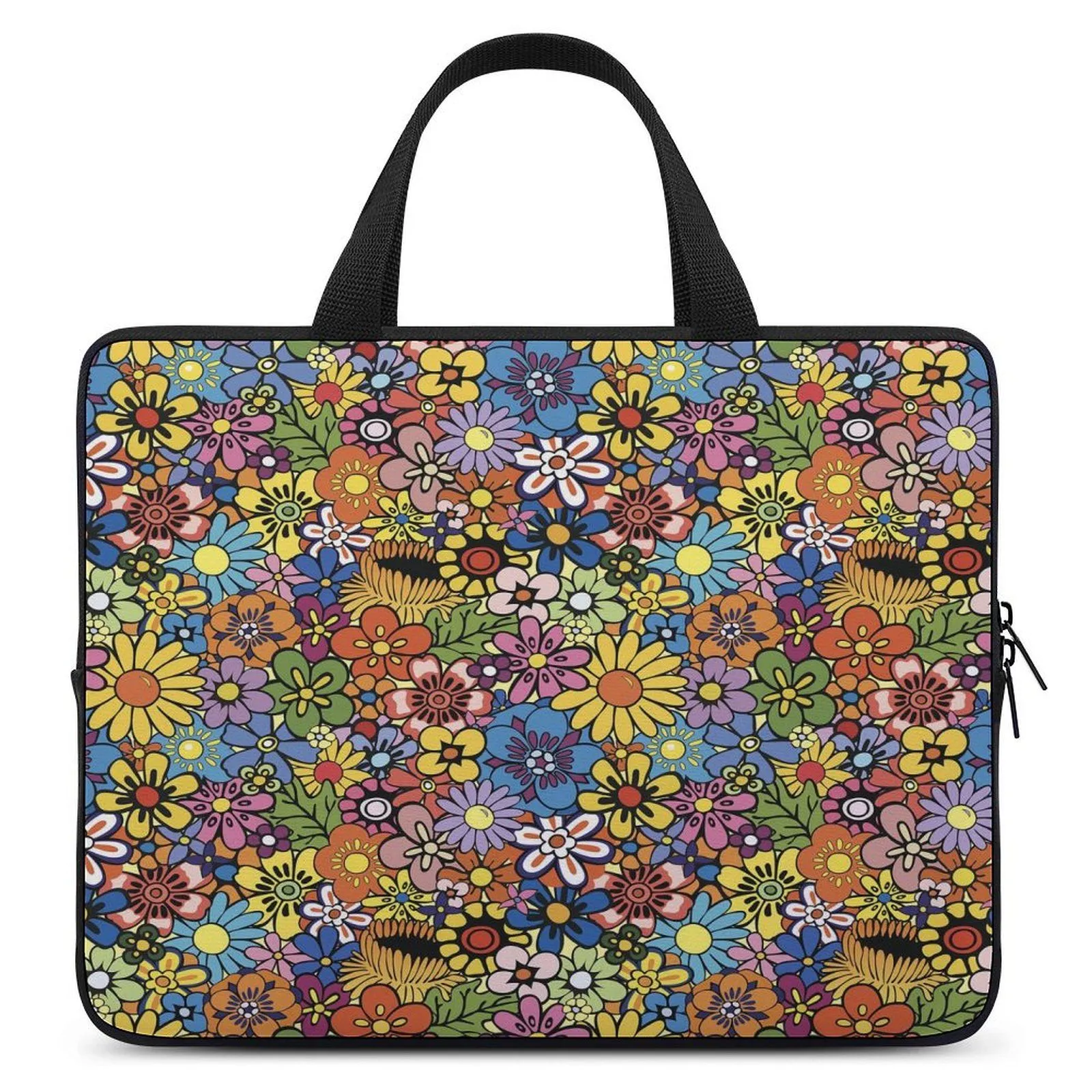 1960s, 1970s Retro Floral in Green, Pink & Orange Flower Power Laptop ...