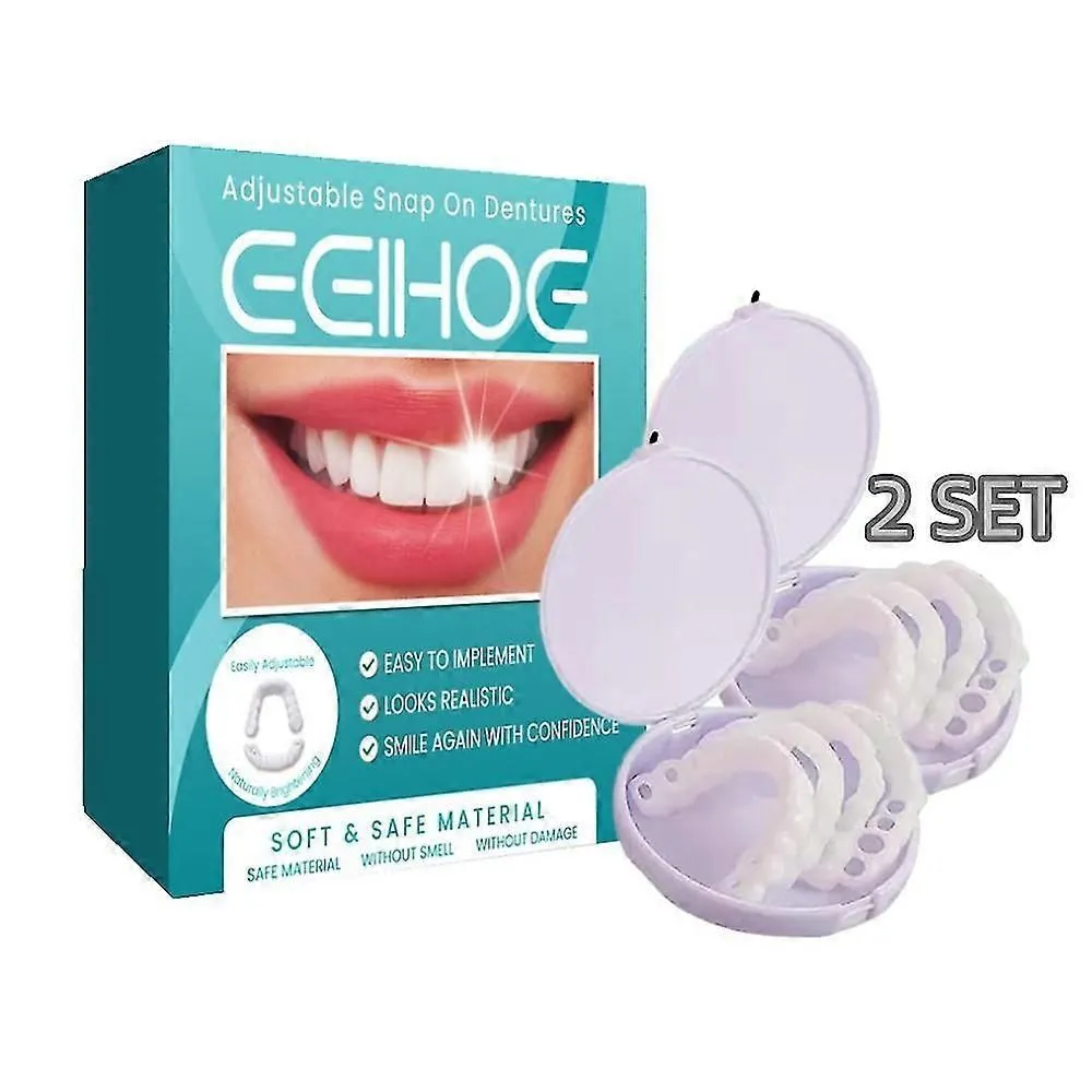 2 set Temporary Denture Veneers Resin Adjustable Snap-On Dentures ...
