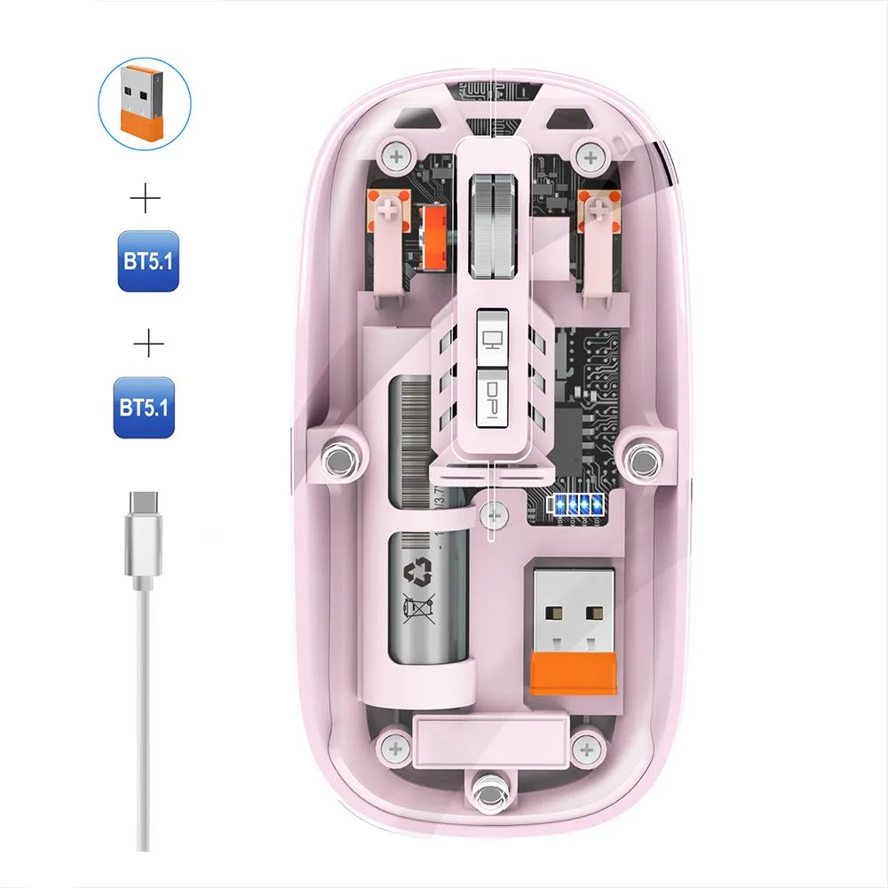 Transparent Mouse Rechargeable Wireless Mouse High-end PixArt 3065 IC ...