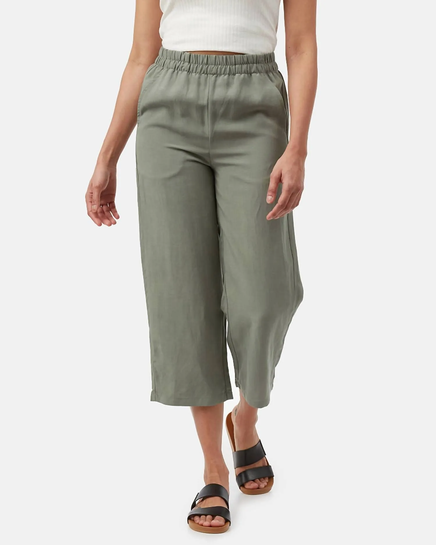 Tentree Treelinen Billow Pants In Agave Green
