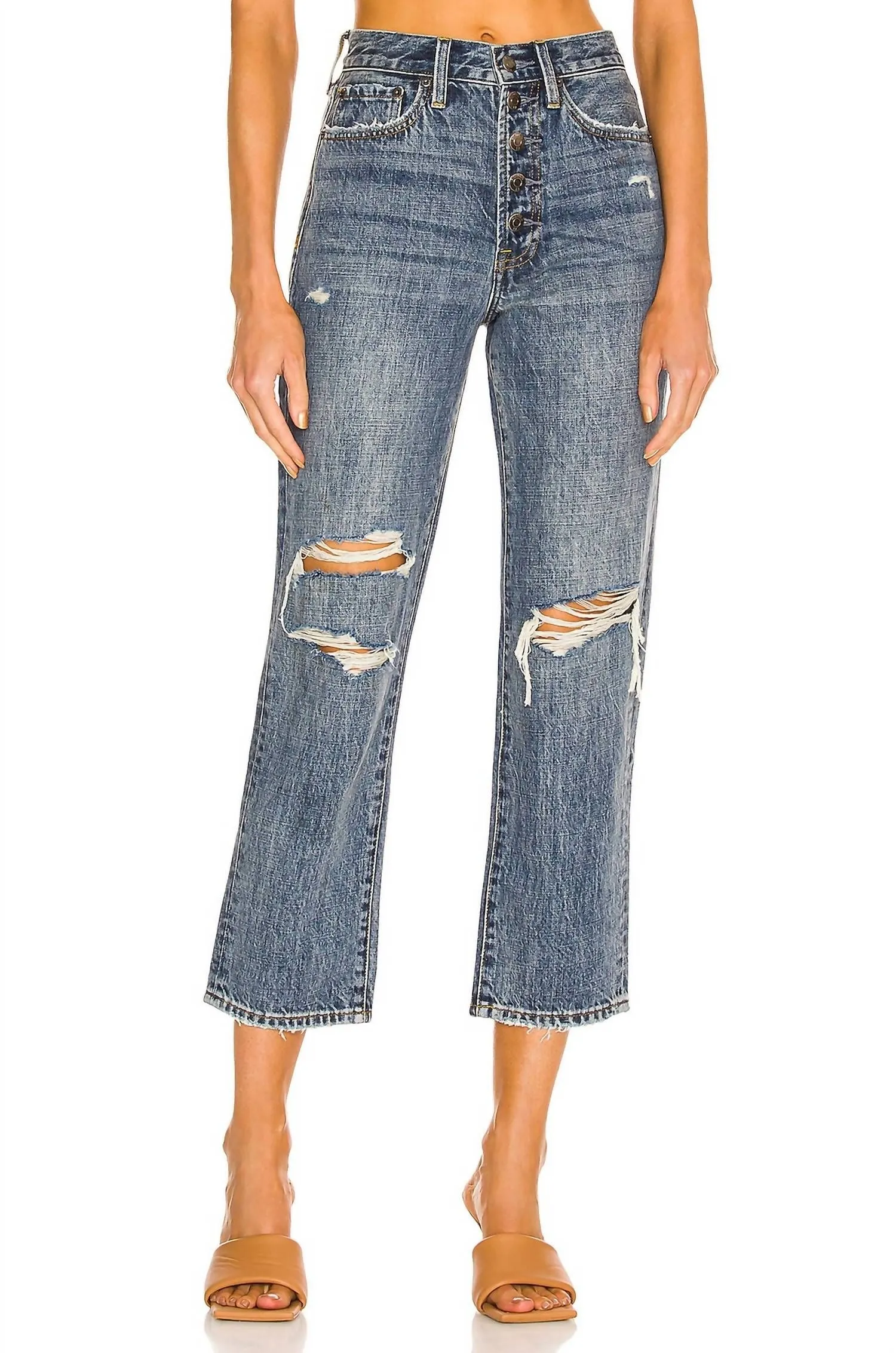 Pistola Charlie Jean With Exposed Button Fly In Destructed Pulse