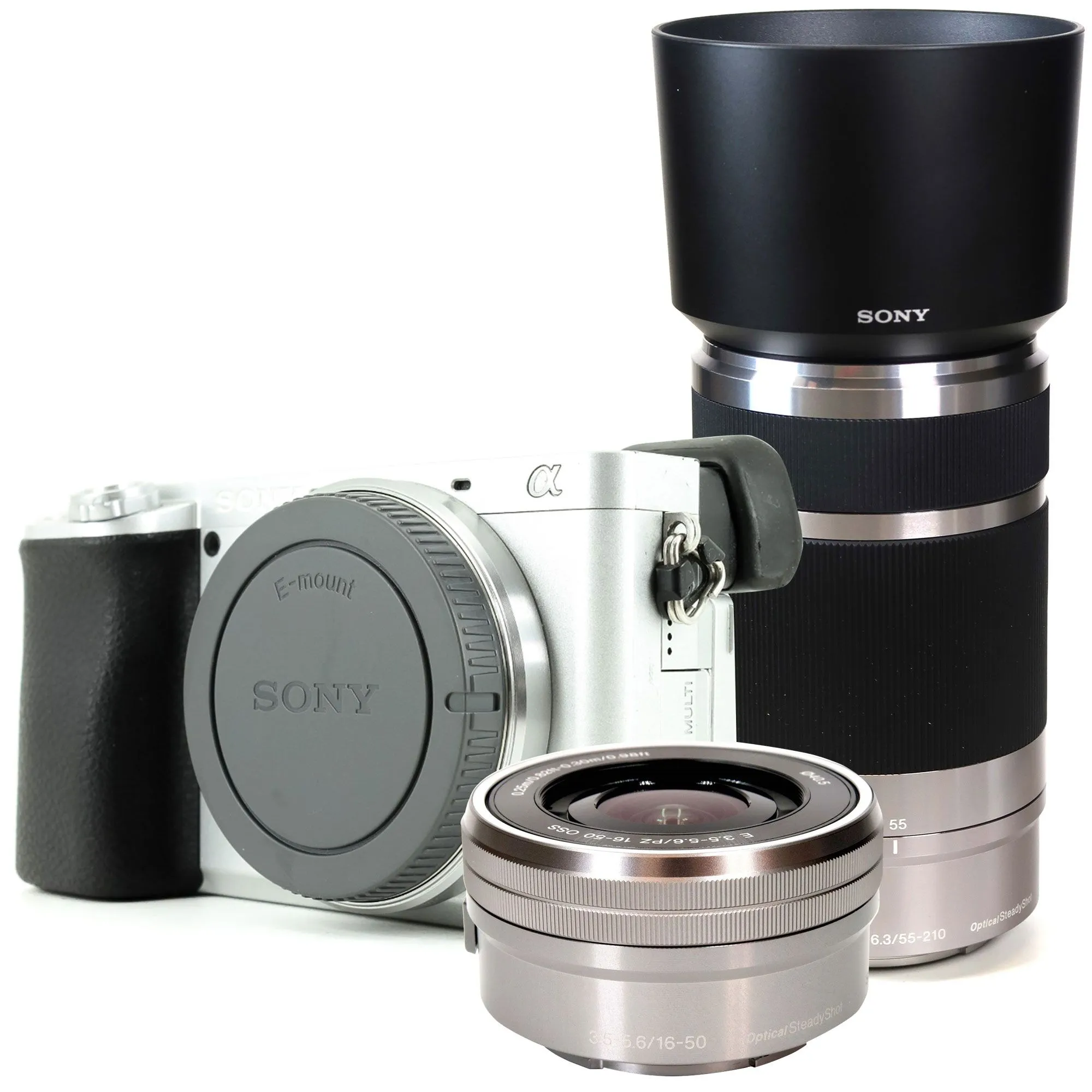 Sony a6100 Mirrorless Digital Camera White with 16-50mm + Sony E 55 ...
