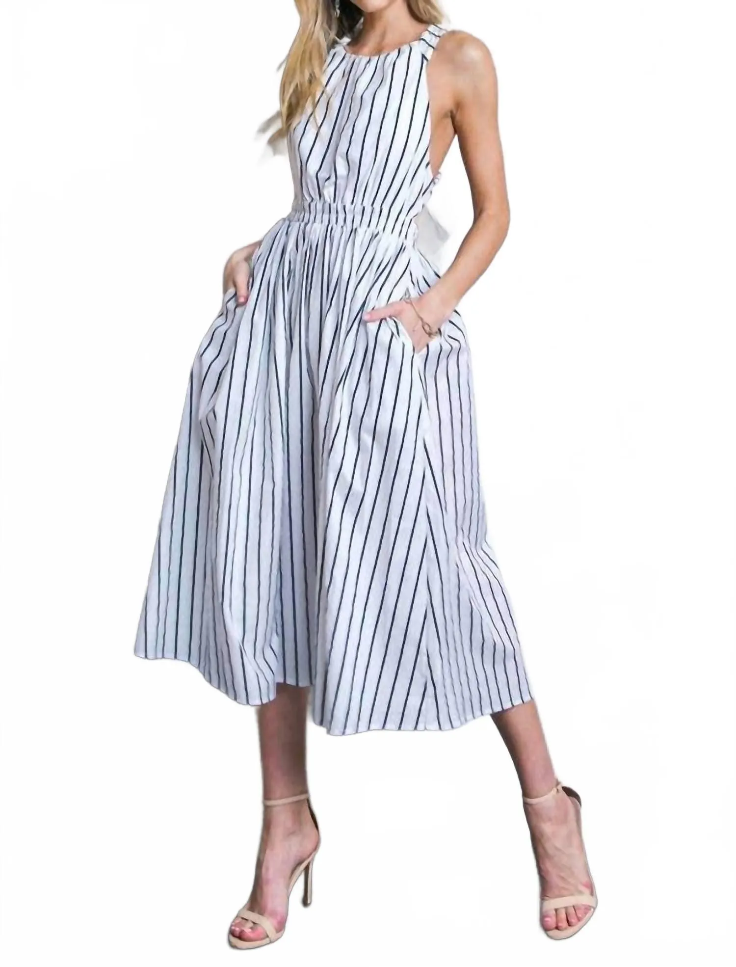 Flying Tomato Jet Set Dress In Black/white Stripe