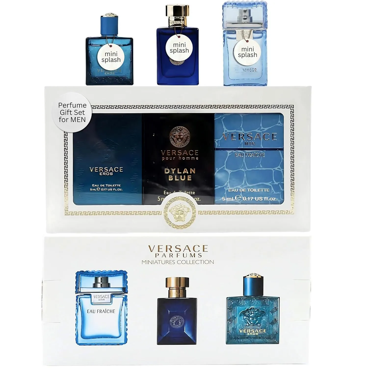 Versace Miniature Variety Trio Collection Perfume Gift Set for Men 0.17 ...